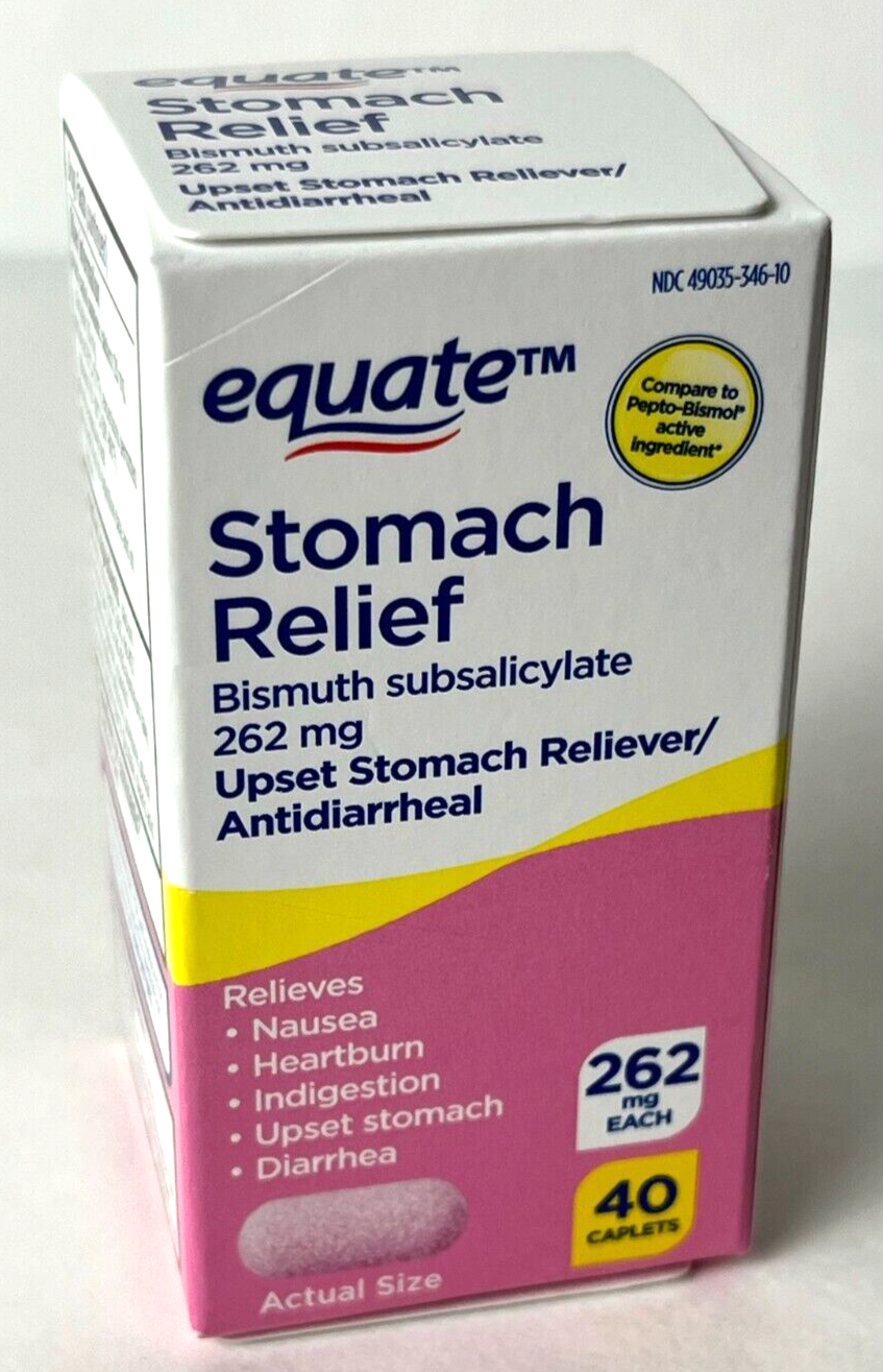Equate Upset FAST Stomach Relief Tablets 40 Compares to Pepto-Bismol 5/ ...