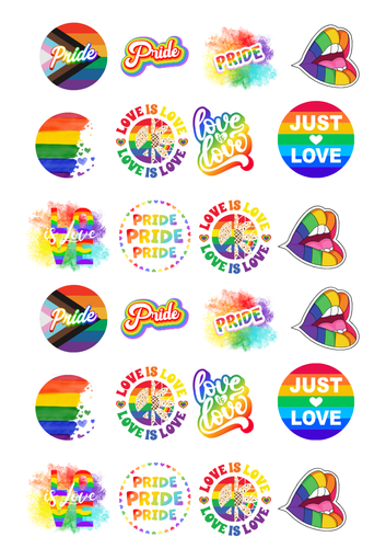 24 LGBT Gay Pride Premium Cupcake Cake Toppers Edible Wafer Paper ...