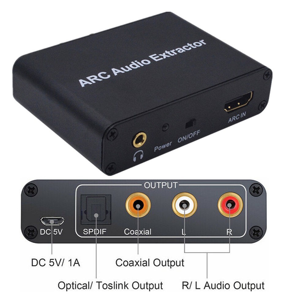 HDMI ARC 3.5mm Converter Adapter Audio Extractor Digital DAC to RCA ...