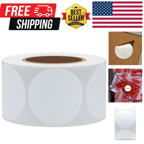 White Color Coding Dot Labels Round Semi Gloss Paper Stickers Adhesive ...