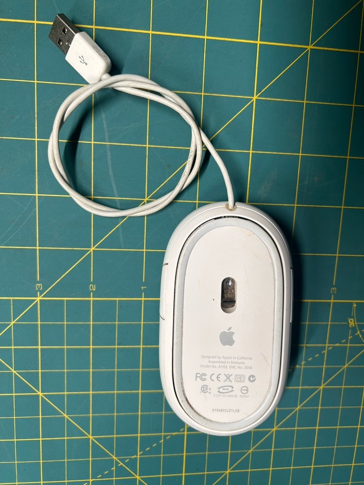 Original Apple Pro M5769 Optical Mouse White Clear One Button USB Wired ...