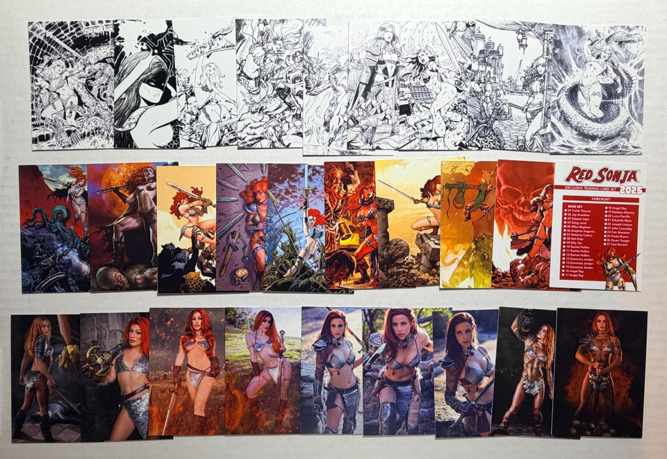 2025 Dynamite Red Sonja Base & Line Art Card Set Lot - 37 Cards w/ Box ...