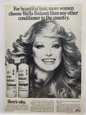 1976 Wella Balsam Shampoo Conditioner Farrah Fawcett Print Ad Poster ...