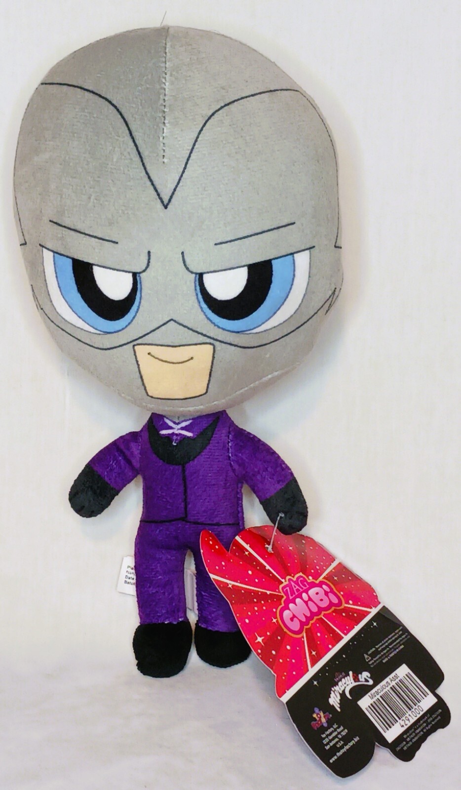 Miraculous Ladybug Zag Chibi Hawk Moth Grey Purple Blue Plushie Toy NWT 9”