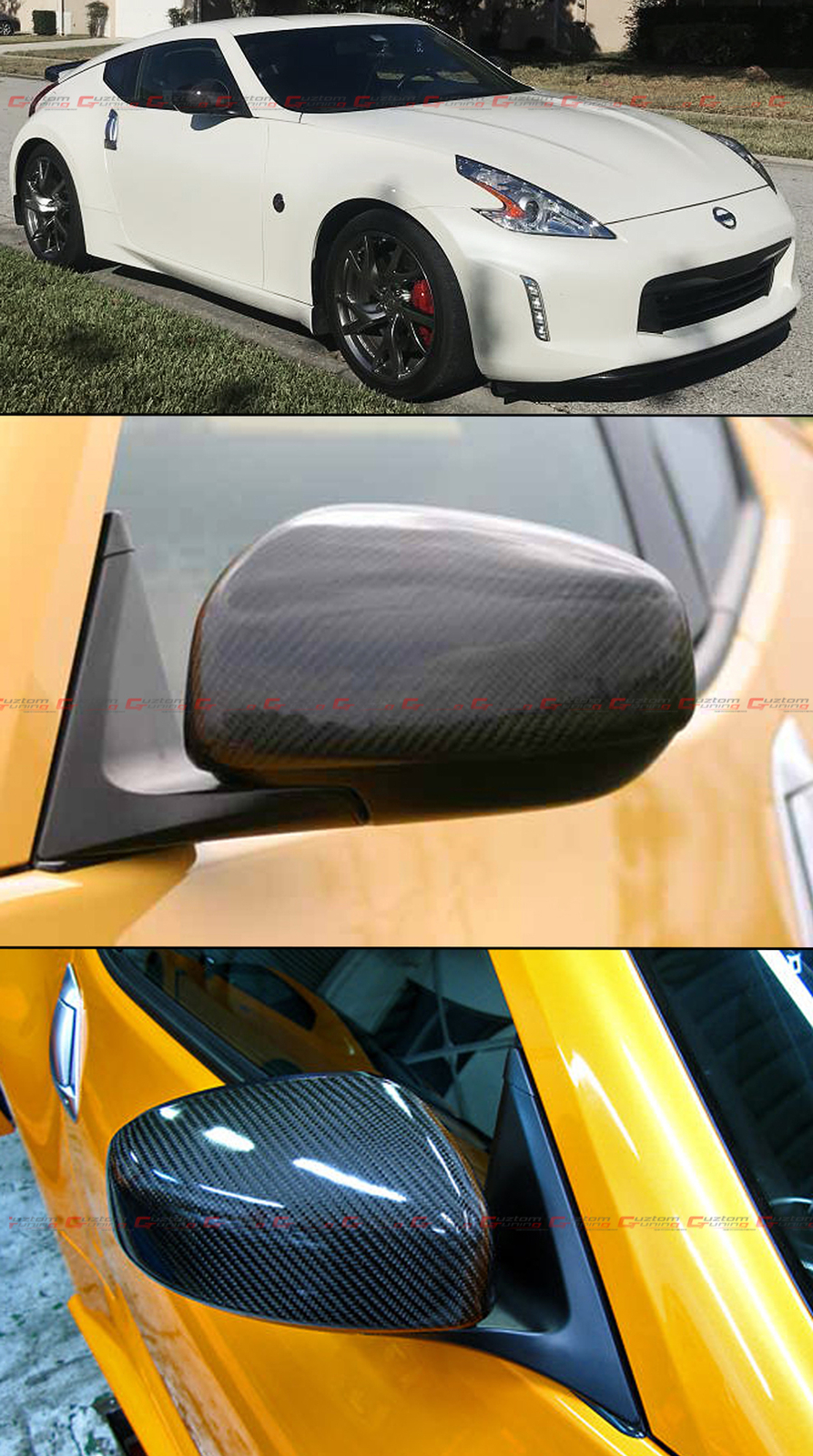 FOR 2009-2020 NISSAN 370Z Z34 CARBON FIBER SIDE VIEW MIRROR COVERS CAP ...