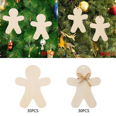 30Pcs DIY Projects Wooden Gingerbread Man Cutouts Embellishments Wooden ...