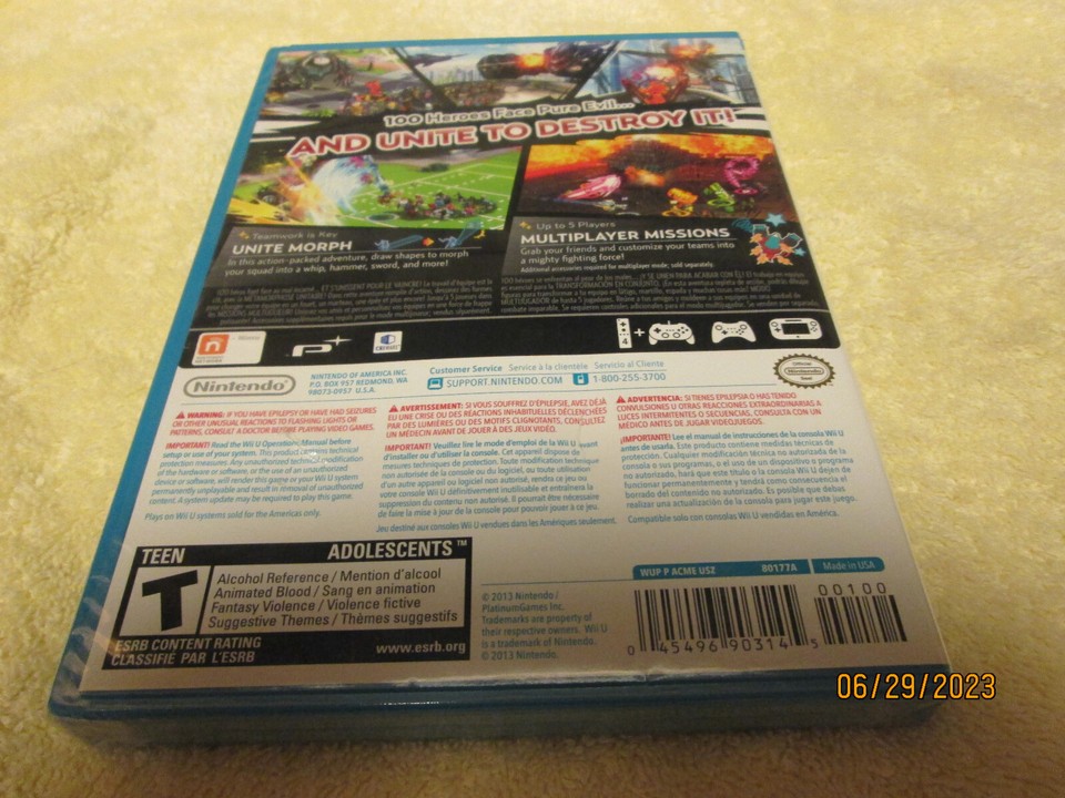 WiiU Wii U Game The Wonderful 101 NEW Factory Sealed Brand New ...