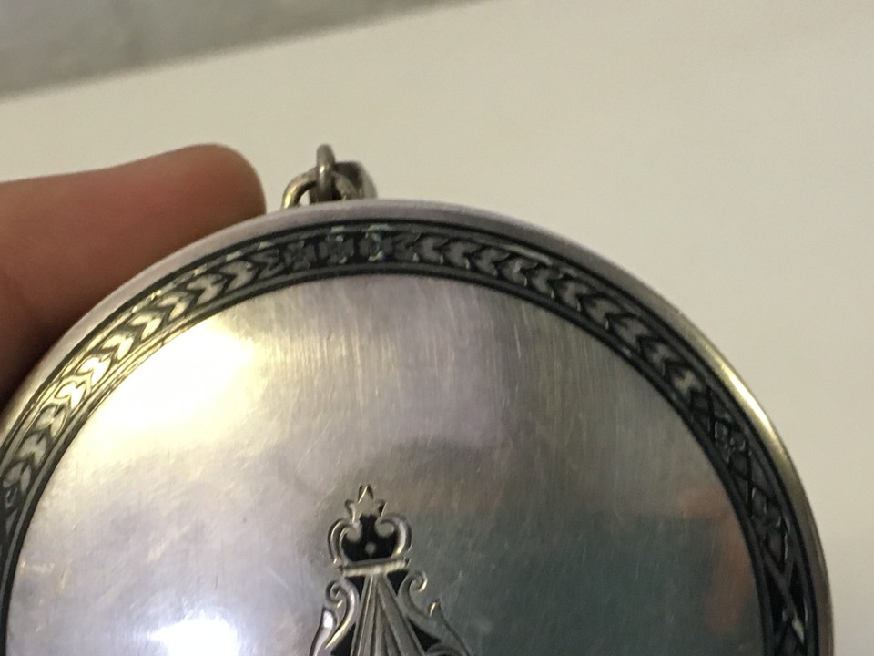 Vintage Antique Elgin Sterling Silver Double Mirror Compact w/ Floral ...