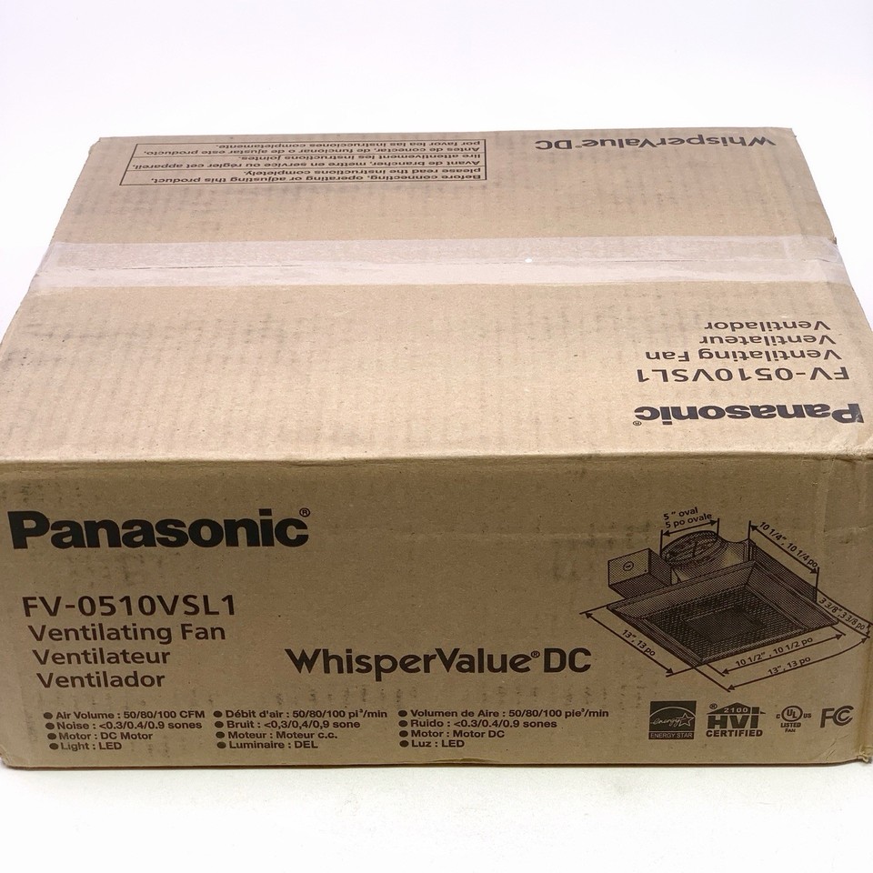 Panasonic WhisperValue DC Exhaust Fan/Led Light FV-0510VSL1 Ventilating ...