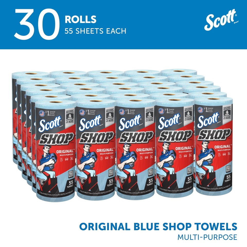 Blue Towels (75130), 9.4"x11" Cloth-like Paper Towel (30 Rolls of 55 ...