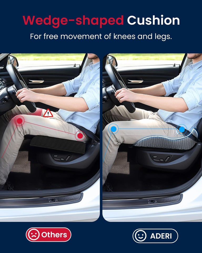 ADERI Gel Wedge Car Seat Cushion Memory Foam Tailbone Pain Relief ...
