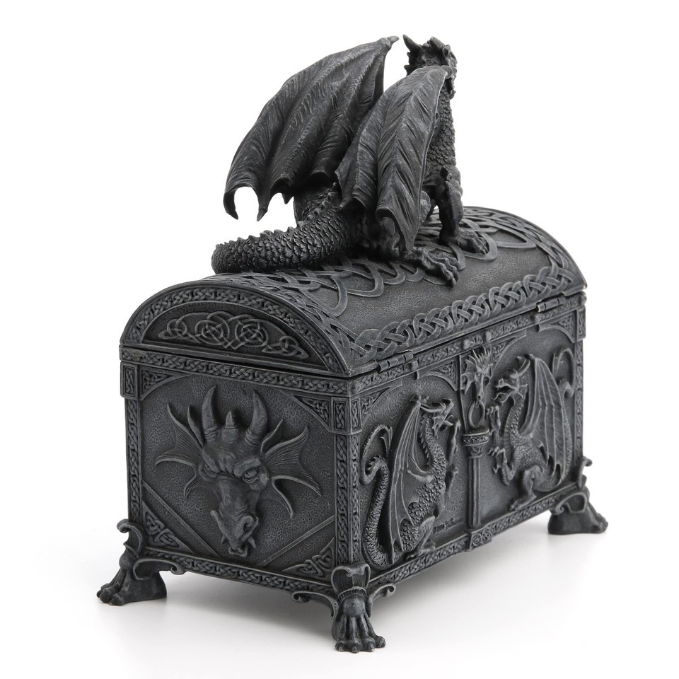 Veronese Design 7.25" Tall Dragon Chest Decorative Trinket Box Resin ...