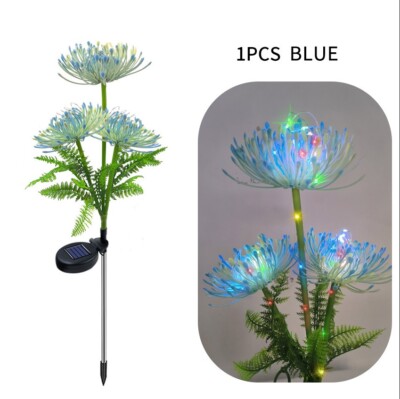 Solar Flowers Lights with Glowing Flowers & Stems Outdoor Landscape ...