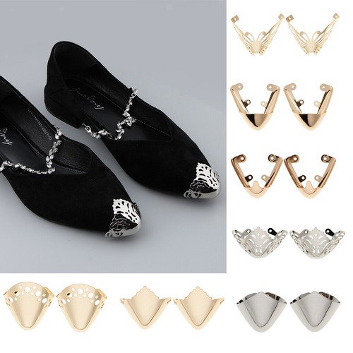 1 Pair Womens Shoe Toe Metal Pointed Caps Covers Protector DIY Repair ...