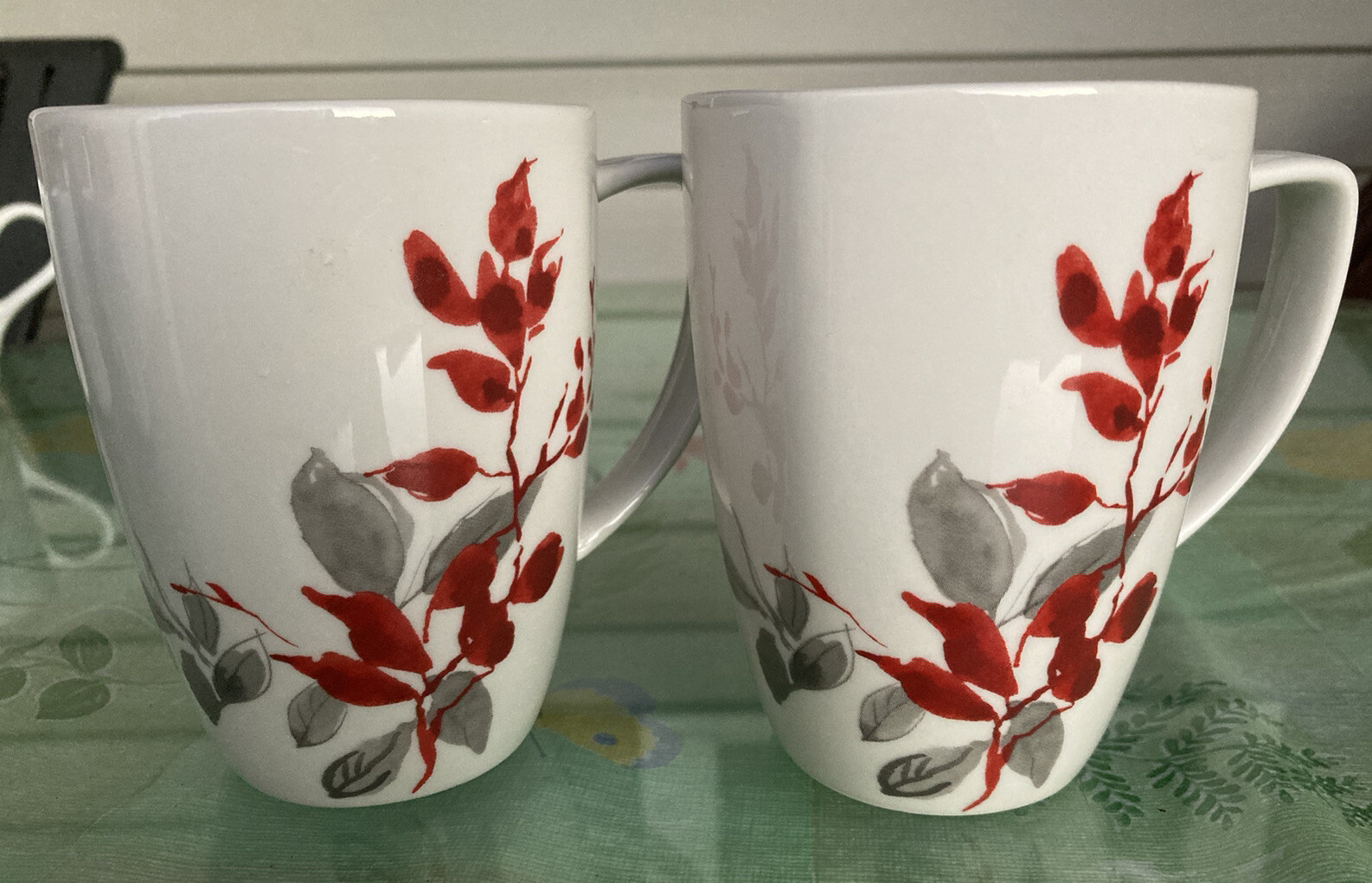 CORELLE Square KYOTO LEAVES Porcelain Mug Japanese Watercolor Leaves ...