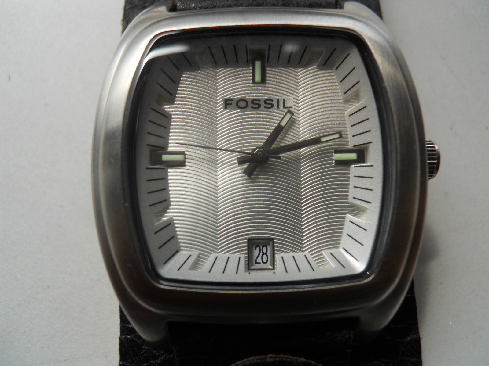 Fossil men's black leather watch.quartz battery & water resistant watch ...