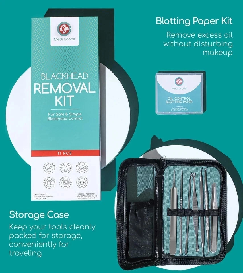 Blackhead Remover Tools - Effective Spot Treatment Popping Kit for Acne ...