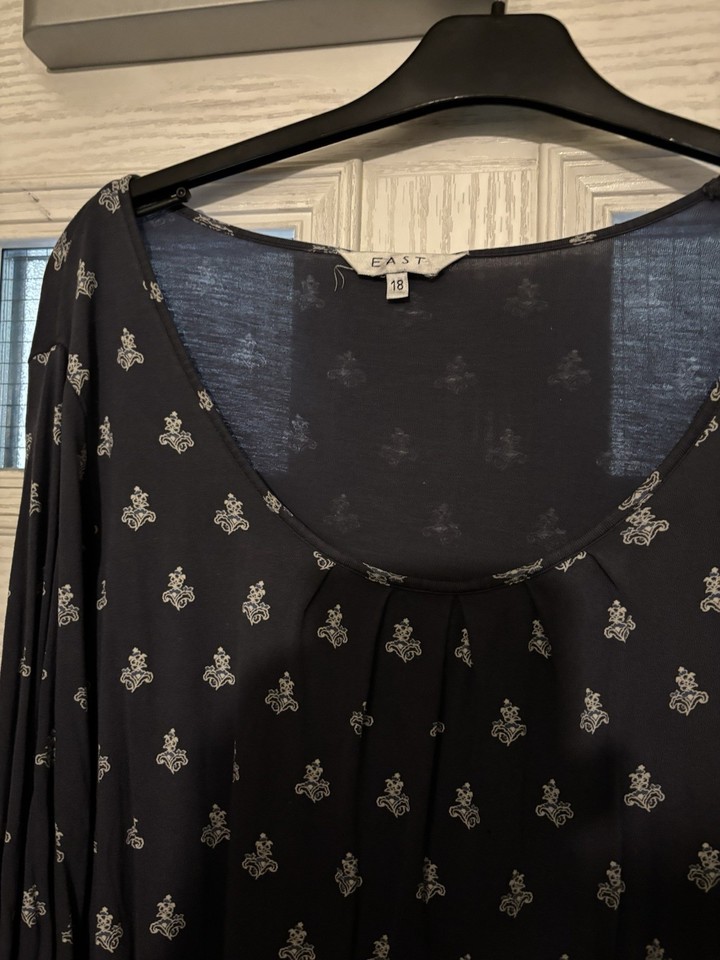 East Women's Blue Pattern 3/4 Sleeve Tunic Size 18 | eBay UK