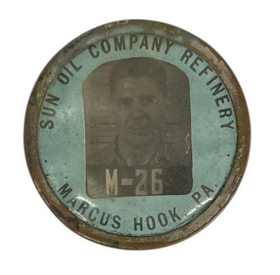 Vtg Sun Oil Company Refinery Marcus Hook PA Employee ID Badge Pinback ...