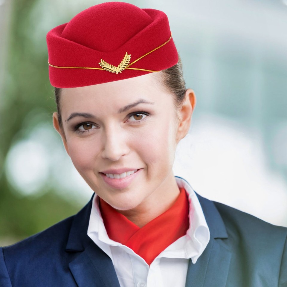 Flight Hats Red Attendant Cap Airplane Hostess Chauffeur for Women ...