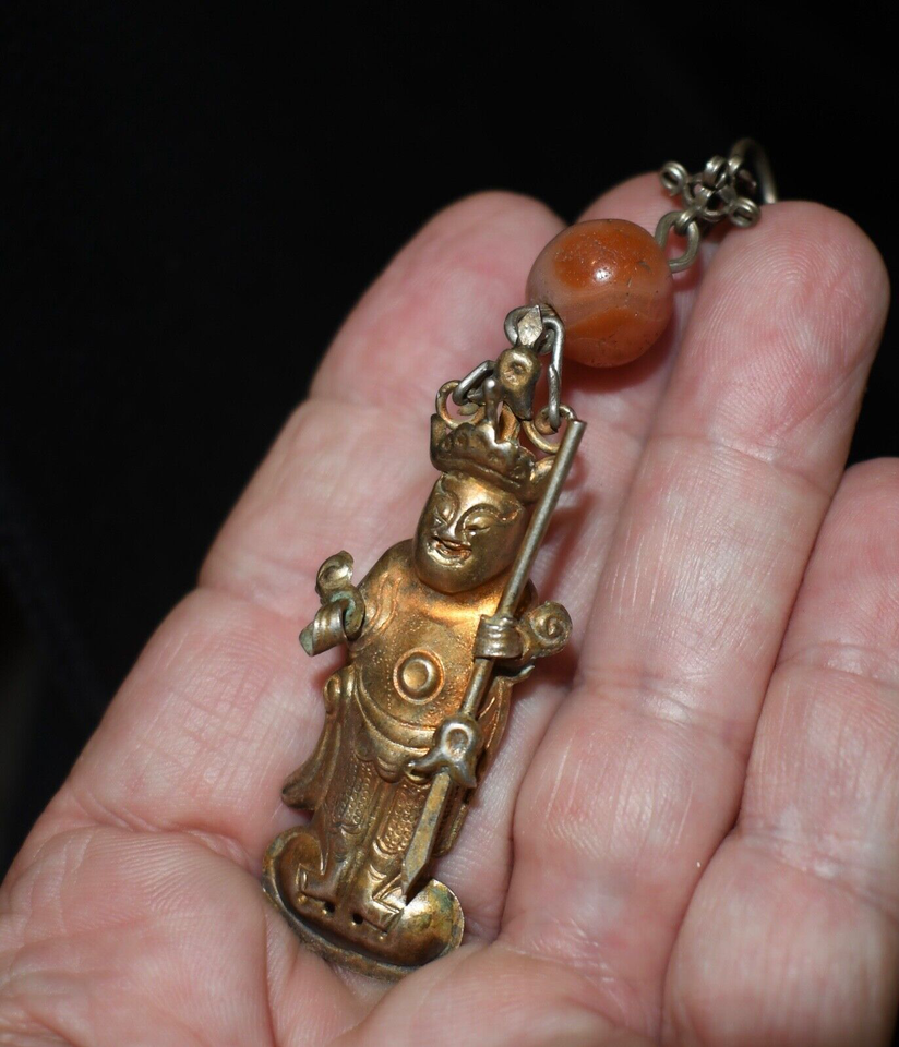 Antique Ching Period Han Chinese Gilt Silver Hat Necklace w/ Coral ...