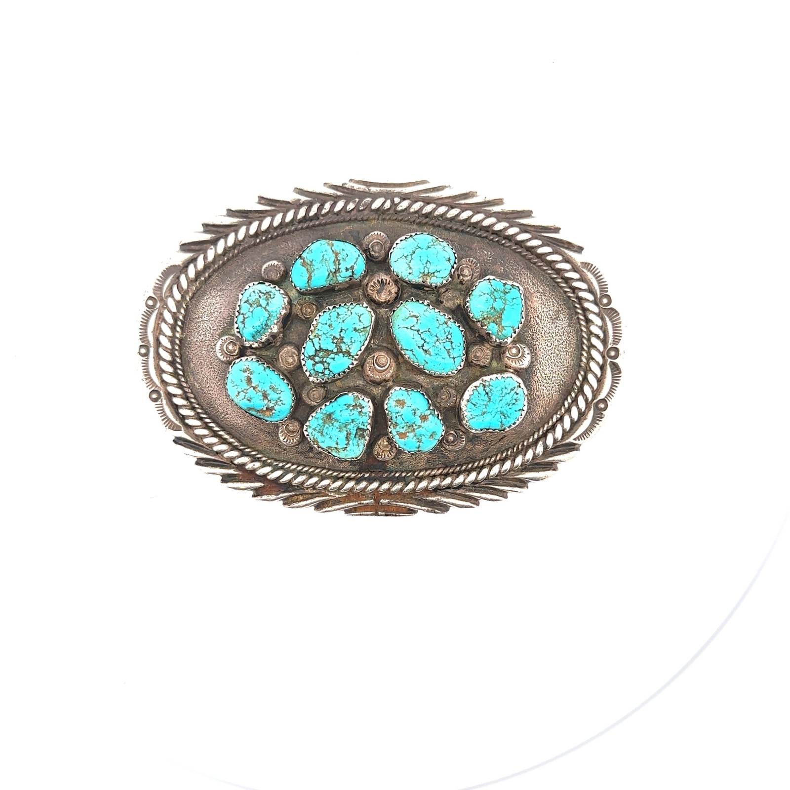 Kenneth R Begay Navajo Sterling Silver & Turquoise Cluster Oval Belt ...
