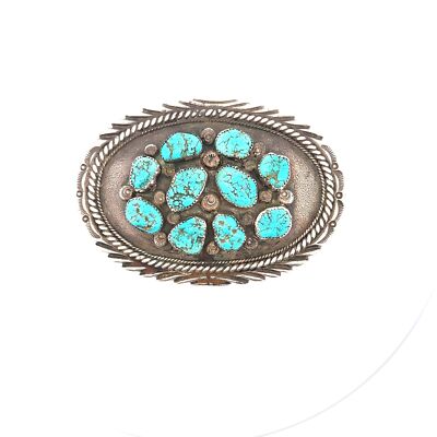 Kenneth R Begay Navajo Sterling Silver & Turquoise Cluster Oval Belt ...