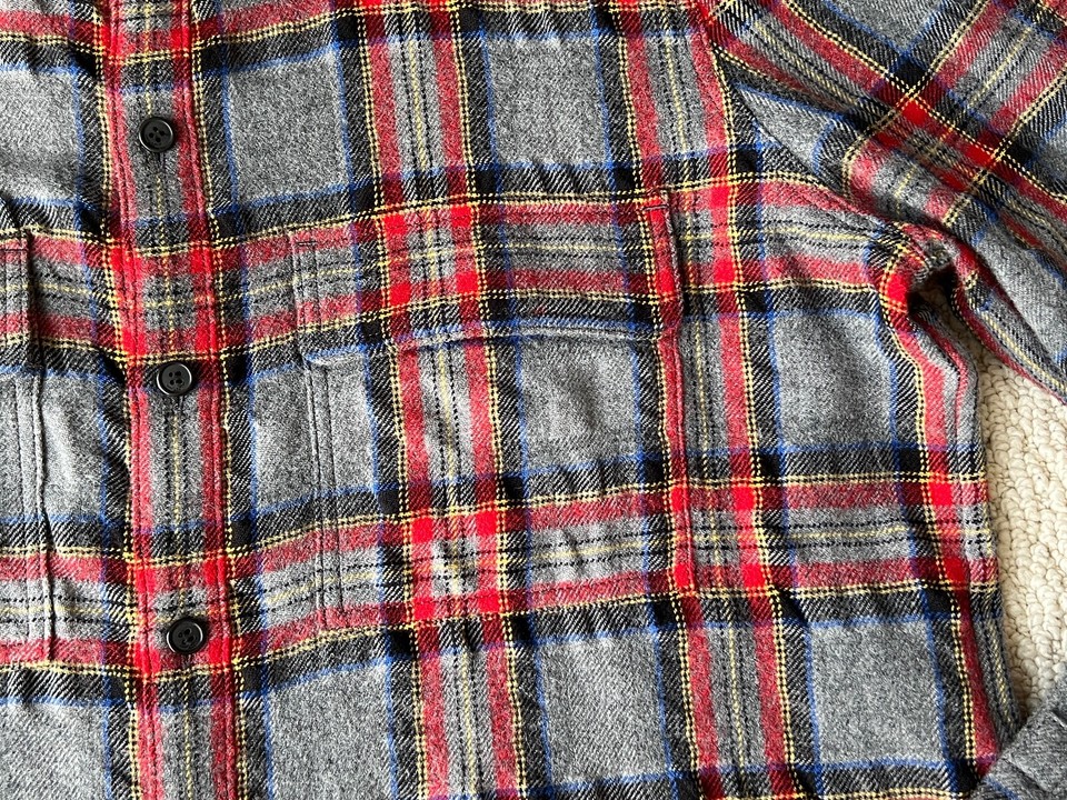 New Saint Laurent YSL Gray Red Check Print Western Crop Flannel Shirt ...