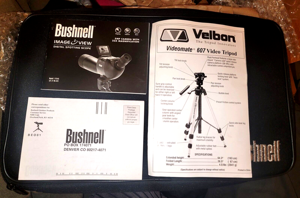 Bushnell Digital Spotting Scope w/ Camera, Case and Tripod 5MP 22x ...