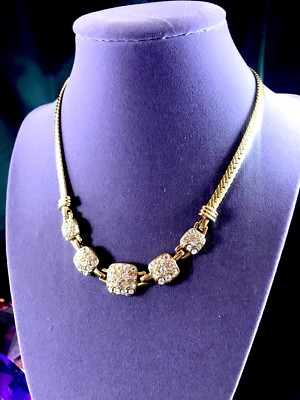 DAZZLING SWAROVSKI SWAN 18K GP CHAIN NECKLACE CRYSTAL RHINESTONE ...