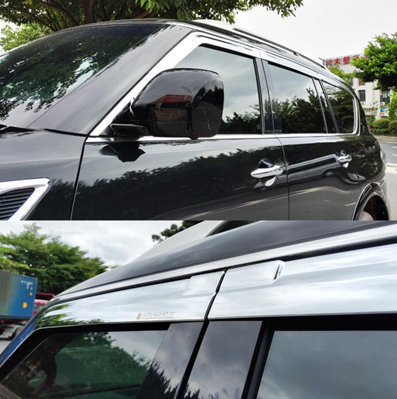 Chrome Window Wind Deflector Vent Visor Rain Covers For Infiniti QX80 ...