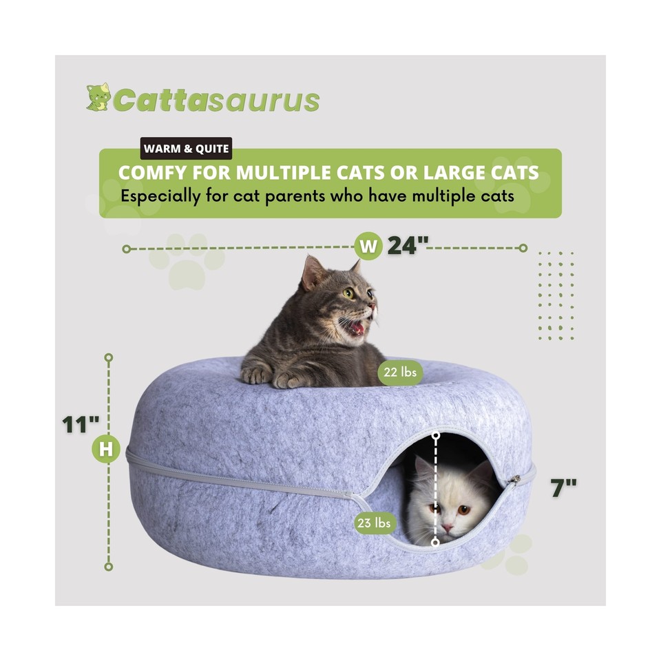 CATTASAURUS Peekaboo Cat Cave for Multiple & Large Cats Up to 30 Lbs ...