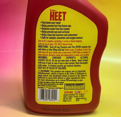 ISO-HEET Fuel-line Antifreeze Water Remover and Injector Cleaner 12oz ...