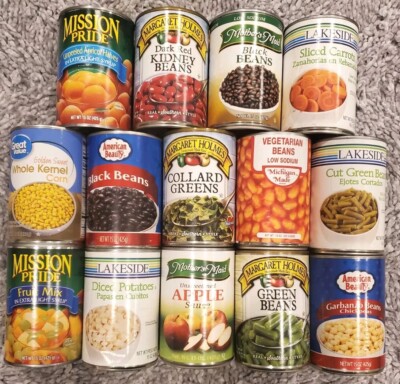 Lot of 14 Cans Vegetables, Food emergency, Fruit Mix, Green Beans, Peas ...