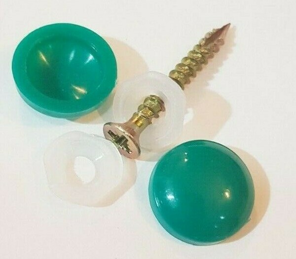 100 x Green PLASTIC DOME PLASTIC DOME SCREW CAP COVER PROTECTOR + £5 ...