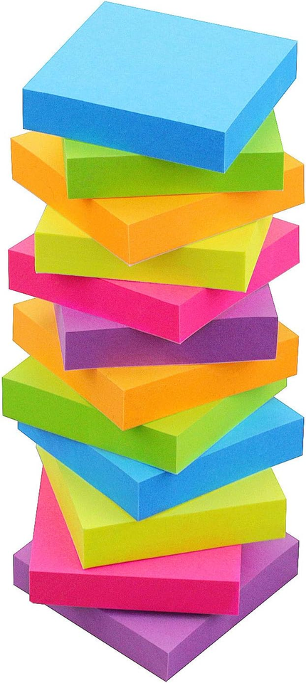 Sticky Notes 2x2 Bright Colors Self Stick Pads 1000 Sheets Reminder ...