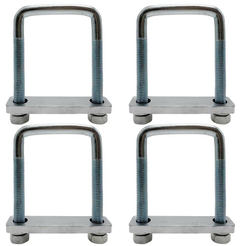 4 Pack Square Galvanized Steel U-Bolt for 2.5 Inch Trailer Leaf Springs ...