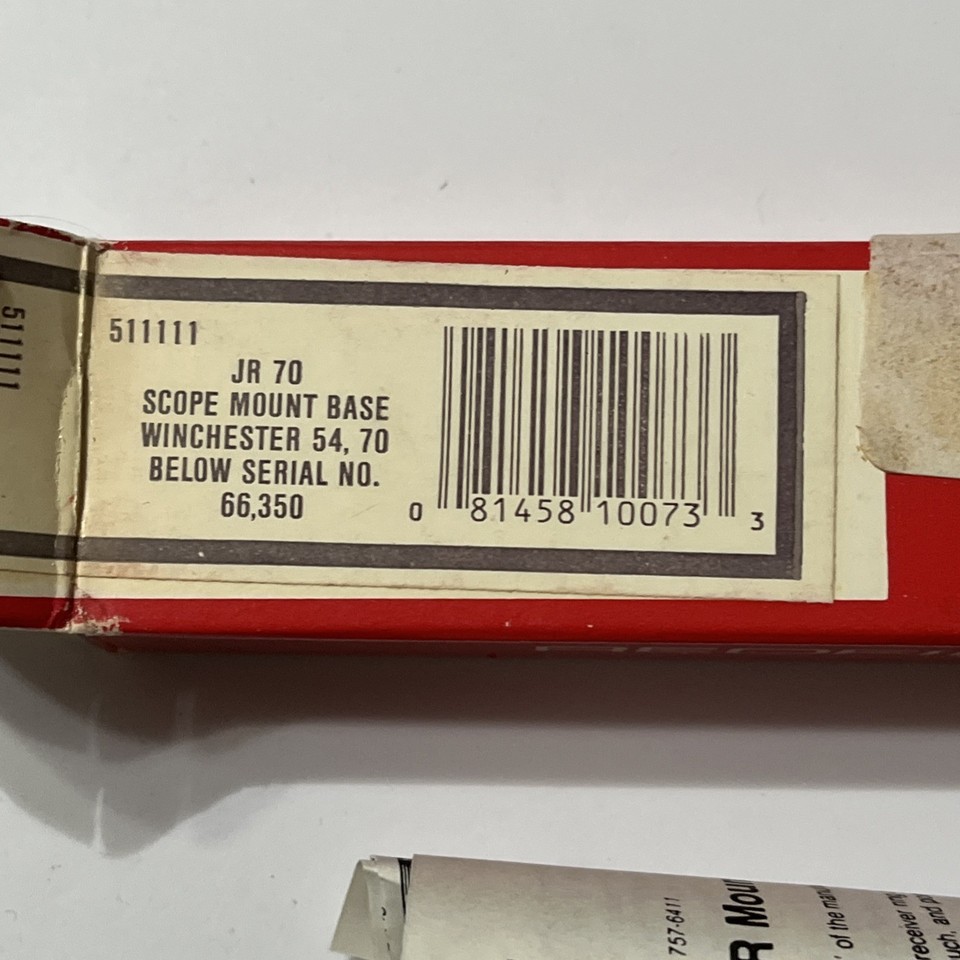 REDFIELD JR 70 SCOPE MOUNT BASE #511111 Winchester 54, 70 Below Serial ...