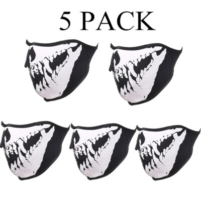 1/5/10 Pack Skull Ghost Half Face Mask Motorcycle Snowboarding Ski ...