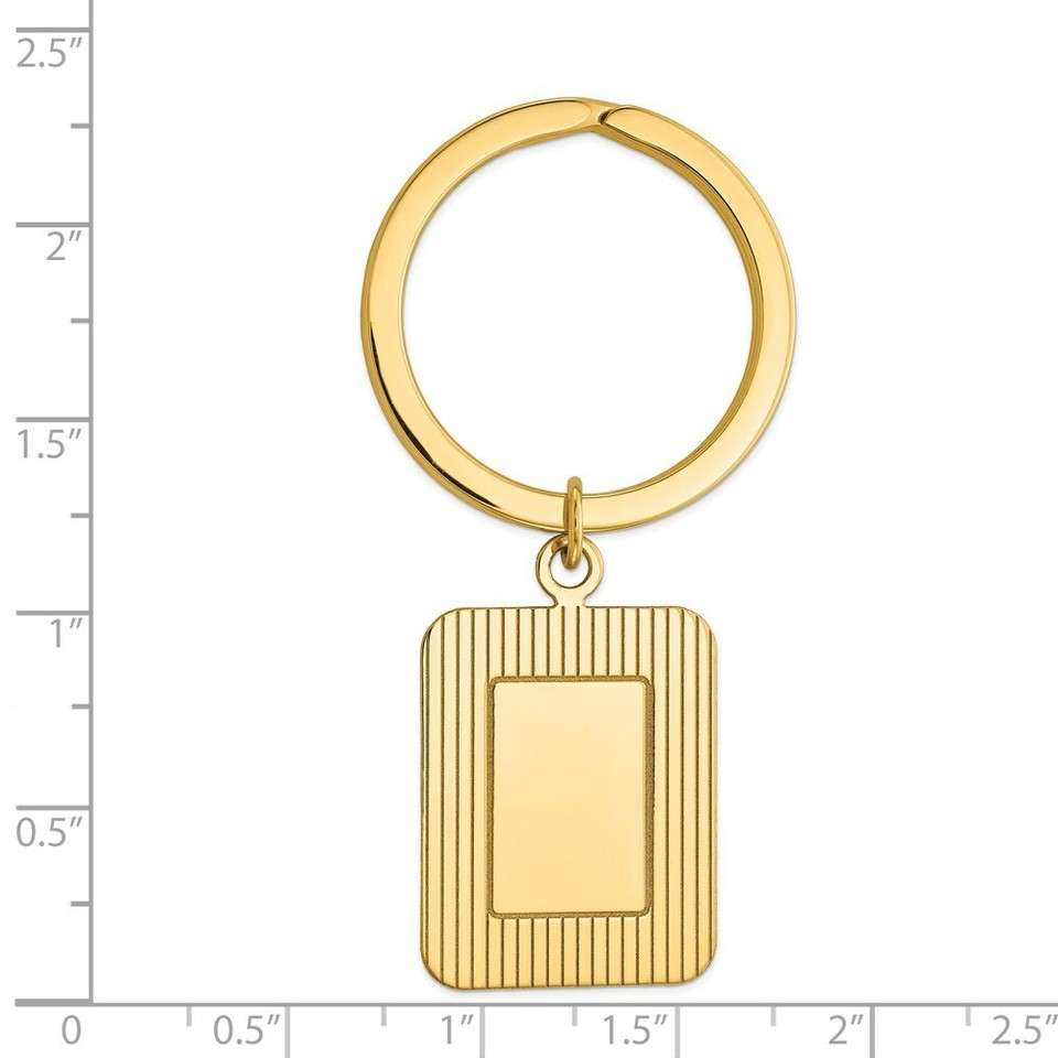 14k 14kt Yellow Gold Textured Rectangle Disc Key Ring 27 mm X 26 mm | eBay