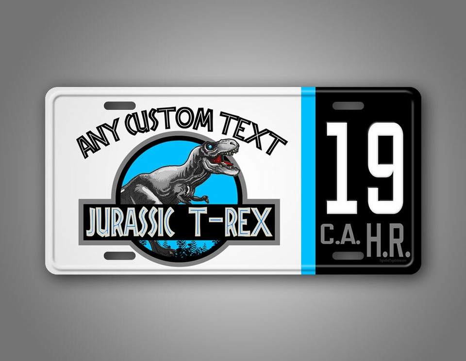Custom Jurassic T-Rex License Plate Dinosaur Park Jeep Wrangler Sahara ...