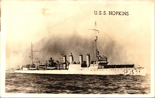 USS HOPKINS real photo postcard rppc US NAVY DESTROYER WAR SHIP | eBay