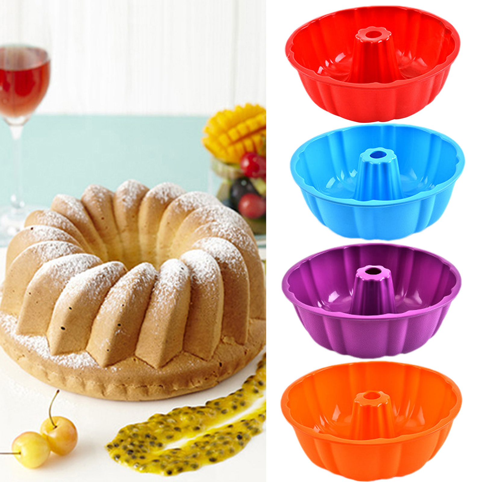 Bunte Cake Pan Silicone Fluted Cake Molds Nonstick and Quick Release ...