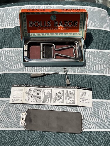 antique nickel plated razor 1920's with box Rolls Razor Hollow Ground ...
