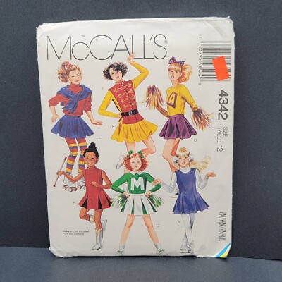 McCalls 4342 Sewing pattern Girls Cheerleader Costumes Size 12 NEW ...