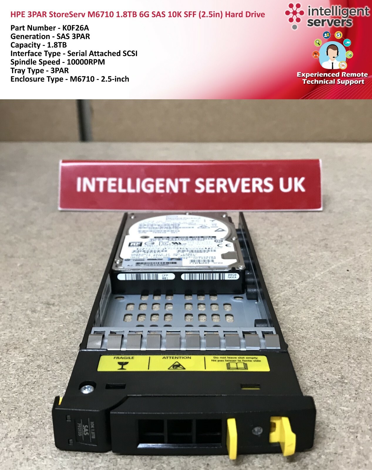 HPE 3PAR StoreServ M6710 1.8TB 6G SAS 10K SFF (2.5in) Hard Drive ...