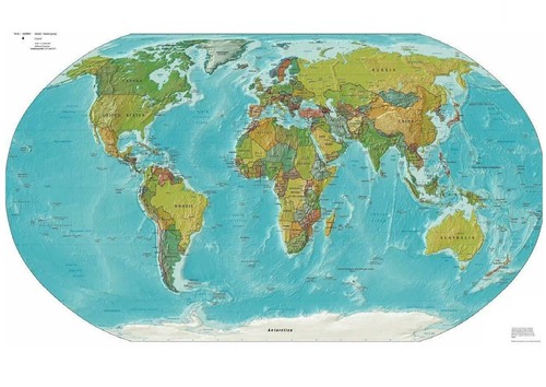 Topographic WOLRD MAP of Earth Atlas Globe POSTER PICTURE PHOTO PRINT ...