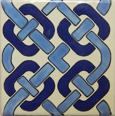 Mexican Tile Talavera Tiles High-Quality Hand Painted Blue Chain Tile T ...