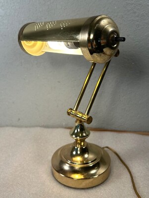 Brass Bankers Desk Table Lamp Vintage Adjustable Arm Double Hinge ...