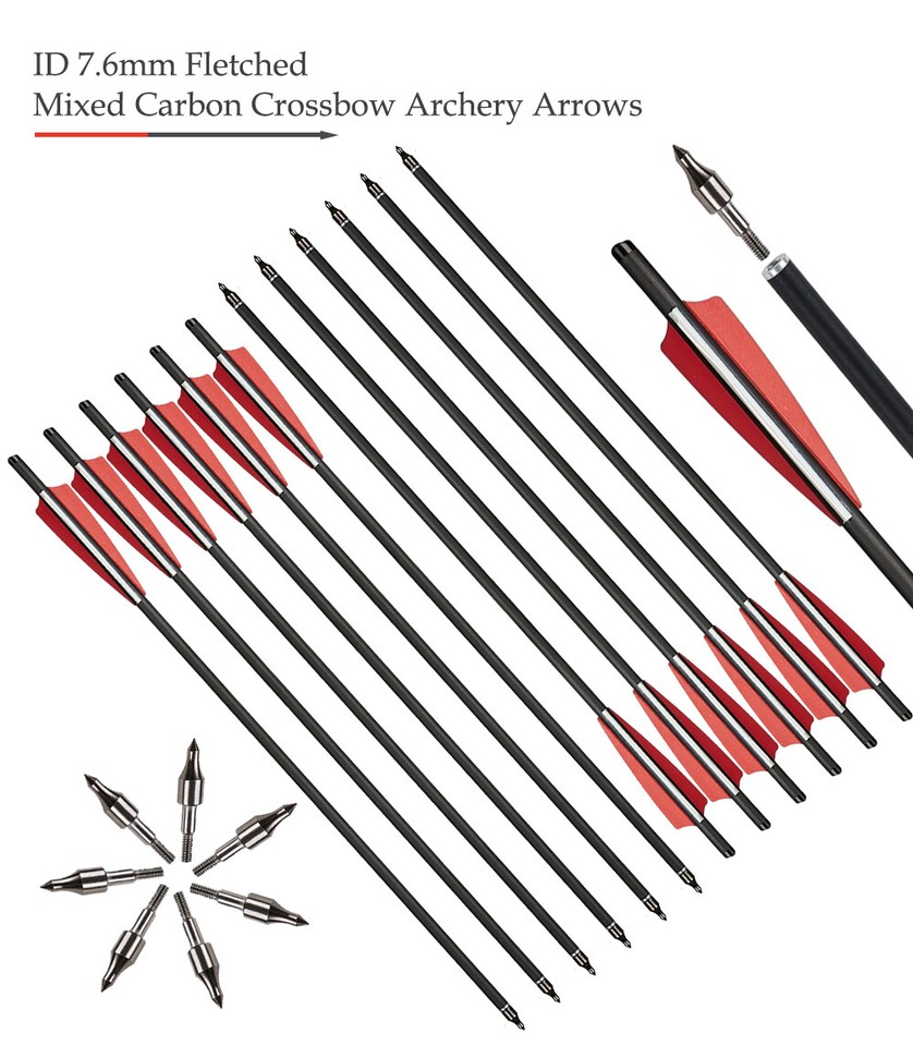 Crossbow Hunting Gold Tip Arrows ZSHJGJR 7 Inch Crossbow Bolts 12Pcs ...